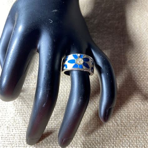 Enamel Flower Ring Etsy