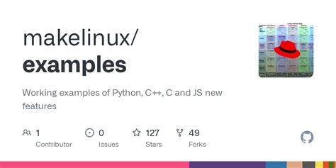 github makelinux examples working examples of python c c and js