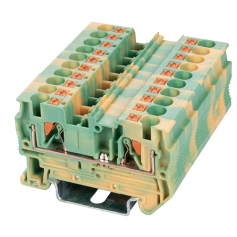 4 Sqmm DIN Rail Mounted Push In Grounding Terminal Block Modular PE 4 And Earthed Terminal