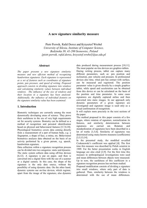 Pdf A New Signature Similarity Measure