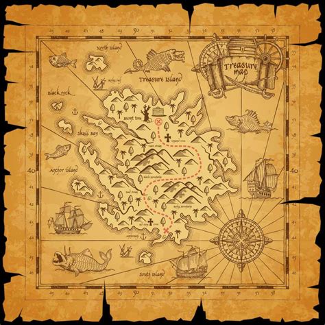 Old Pirate Treasure Map