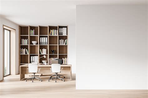 모의 벽이있는 흰색과 나무 Ceo 사무실 인테리어 0명에 대한 스톡 사진 및 기타 이미지 0명 3차원 형태 개념 Istock