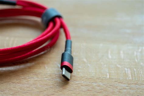 The Red Usb Type C Is A Hi Speed Data Transfer Port Stock Image Image Of Charging