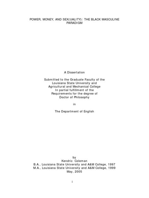 Power Money And Sex Uality The Black Masculine Paradigm Pdf