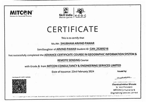 Shubham Pawar On Linkedin Successfully Completed Advance Gis And Remote Sensing Course From Mitcon