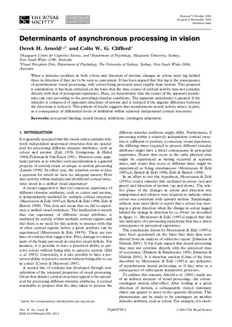 Pdf Determinants Of Asynchronous Processing In Vision