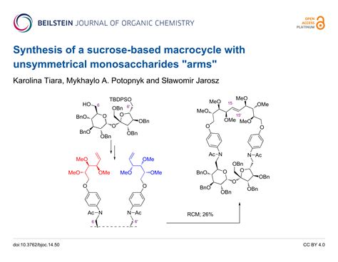 Bjoc Synthesis Of A Sucrose Based Macrocycle With Unsymmetrical Monosaccharides Arms