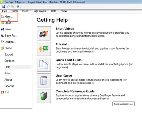 Creating A New Project View Via Pull Operation Onepager Express For Version 53 Onepager