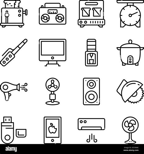 Pack Of Electronic Linear Icons Stock Vector Image Art Alamy