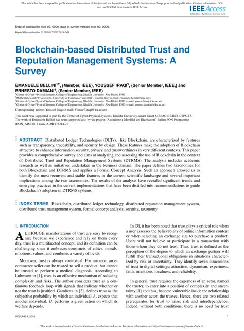 Pdf Blockchain Based Distributed Trust And Reputation Management Systems A Survey