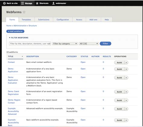 Drupal Webform OpenSource Form Constructor Acceptance Manager