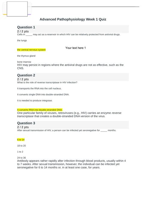 Solved Nr 507 Advanced Pathophysiology Week 1 7 Quizzes Complete Compilation For Nr 507