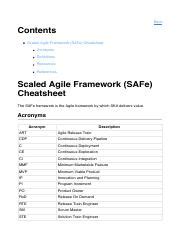 SAFe Agile Cheat Sheet Pdf Back Contents Scaled Agile Framework SAFe Cheatsheet Acronyms