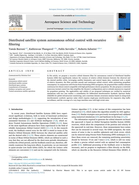 Pdf Distributed Satellite System Autonomous Orbital Control With Recursive Filtering