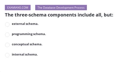 the three schema components include all but examians