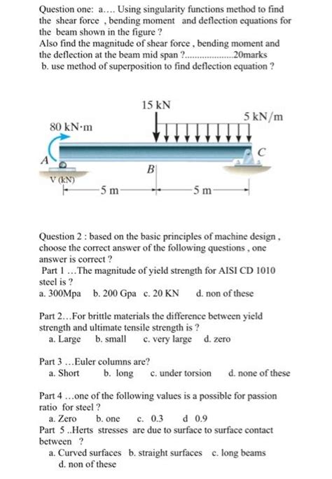 Solved Question One A Using Singularity Functions