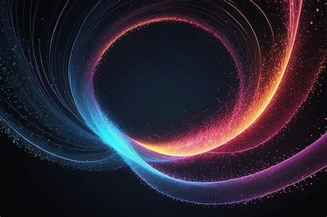 Premium Photo Abstract Circle Wave With Moving Dots Flow Of Particles Cyber Technology