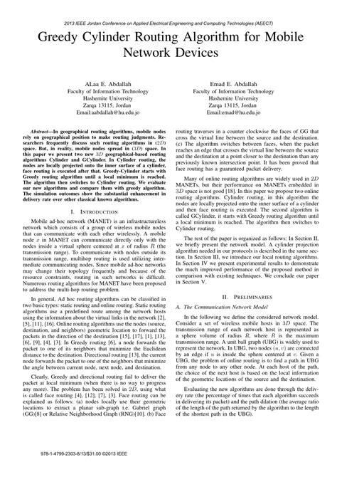 Pdf Greedy Cylinder Routing Algorithm For Mobile Network Devices