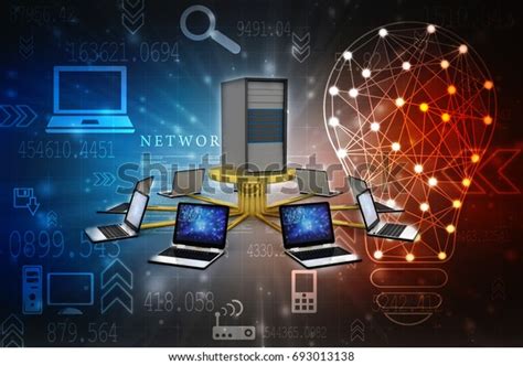 3d Rendering Computer Network Stock Illustration 693013138