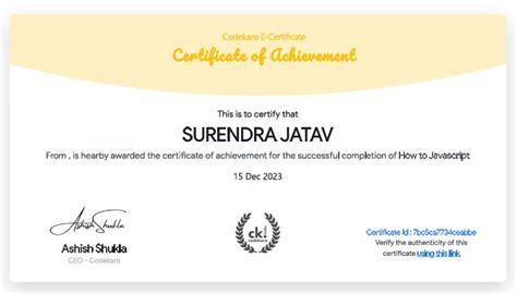 Completed Javascript Workshop From Codekaro Surendra Jatav Posted On