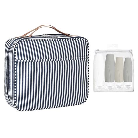 Комплект за пътуване Quasar And Co с козметична чанта и 4 контейнери за пътуване Черно Сив