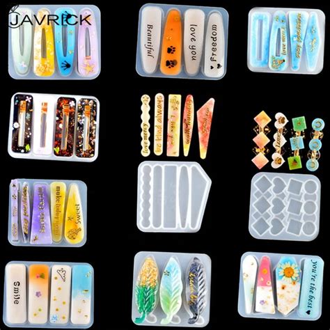 기하학적 머리핀 헤어 클립 실리콘 몰드 쥬얼리 에폭시 수지 아크릴 Diy 헤어핀 키 체인 북마크 주조 제작 도구보석 도구