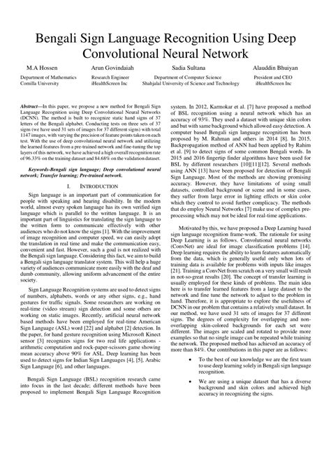 Pdf Bengali Sign Language Recognition Using Deep Convolutional Neural Network