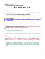 106 Elasticity Lab Hannah Daviaux Doc Hannah Daviaux Name 1 05 Elasticity Lab Report Overview