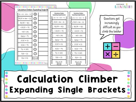 Expanding Single Brackets Calculation Climber Worksheet For Ks3 Teaching Resources