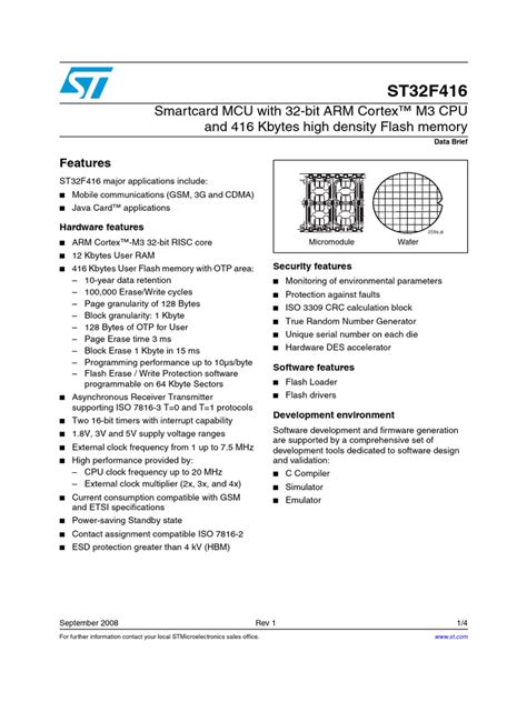 Smartcard Mcu With 32 Bit Arm Cortex™ M3 Cpu And 416 Kbytes High
