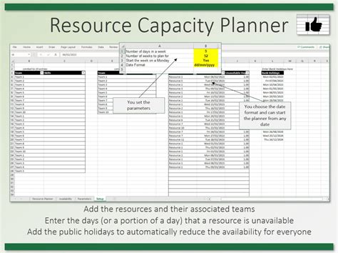 Resource Capacity Excel Template Resource Planner Resource Management Resource Utilisation