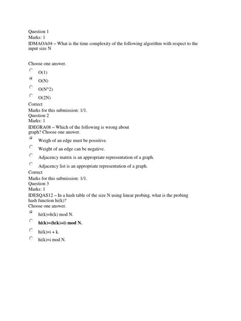 dsa multiple choice pdf time complexity algorithms and data structures