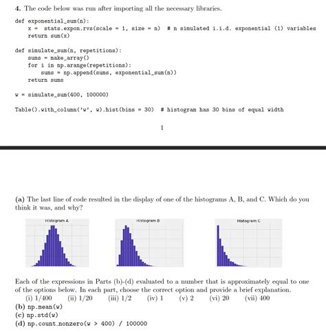 The Code Below Was Run After Importing All The Chegg
