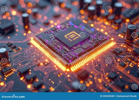 Intricate 3d Microprocessor With Ai Circuit Lines Cutting Edge Technology Vision Stock