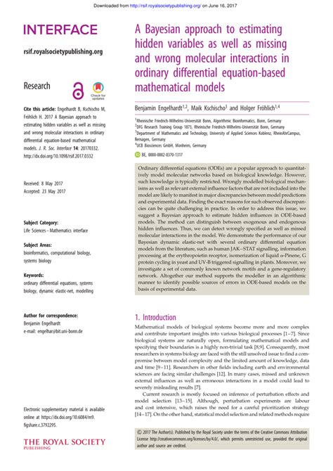 Pdf A Bayesian Approach To Estimating Hidden Variables As Well As Missing And Wrong Molecular