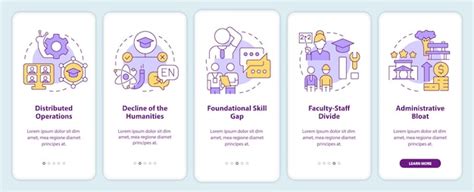 Premium Vector Problems In Higher Education Onboarding Mobile App Screen