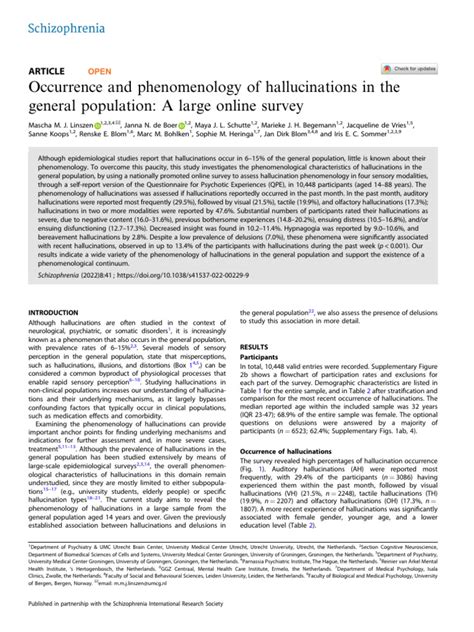 Hallucinations In The General Population Pdf Pdf Hallucination Abnormal Psychology