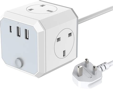 Cube Extension Lead With Usb Slots M Multi Plug Extension Cord With Usb Type C Ports