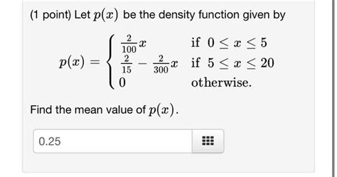 solved 1 point let p x be the density function given by