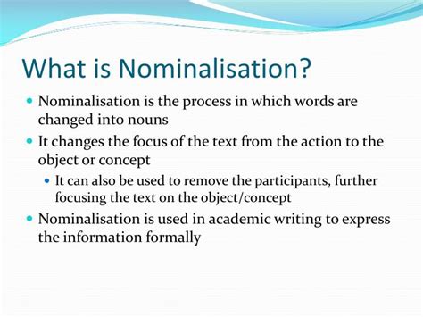 PPT Nominalisation PowerPoint Presentation ID