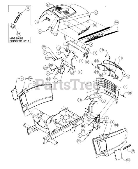 Cub Cadet 2135 13b 214f100 Cub Cadet Garden Tractor Sn 326006 And Above Grille Hood And