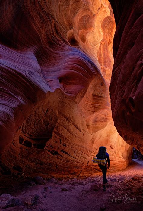 Hiking To Camp Later Through Buckskin Gulch Utah One Of The Longest