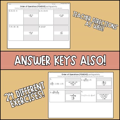 Pemdas Order Of Operations Cut And Paste 4th 5th And 6th Grade Math Activity