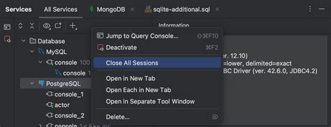 Manage Connection Sessions Datagrip Documentation