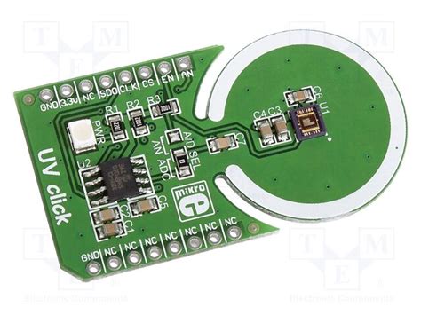 Uv Click Mikroe Click Board Prototype Board Comp Ml8511 Uv Sensor 33vdc Mikroe 1677