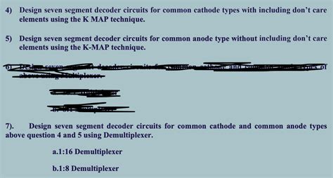 Design Seven Segment Decoder Circuits For Common Chegg