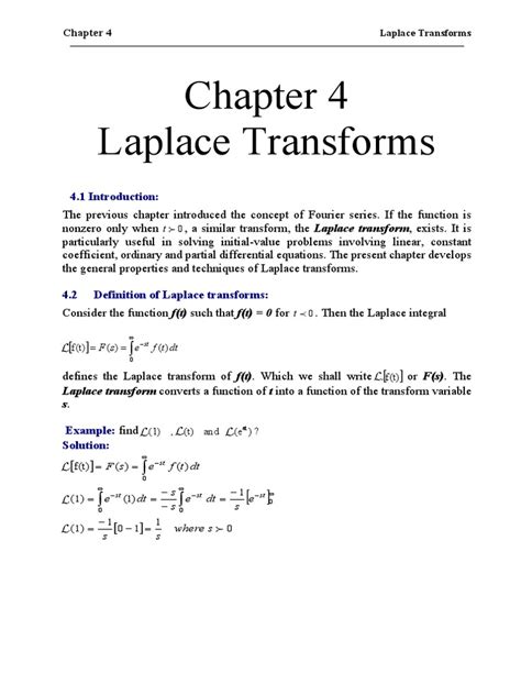 Chapter 4 Laplace Transformation Ja Pdf Partial Differential