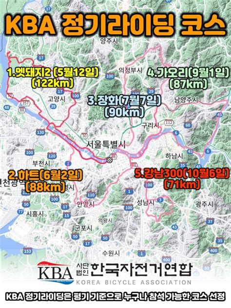 KBA정기라이딩공지 5월12일 멧돼지2 평지 자도90 반지 안합 행주 공릉천 헤이리 행주 수도권을 중심으로 동서