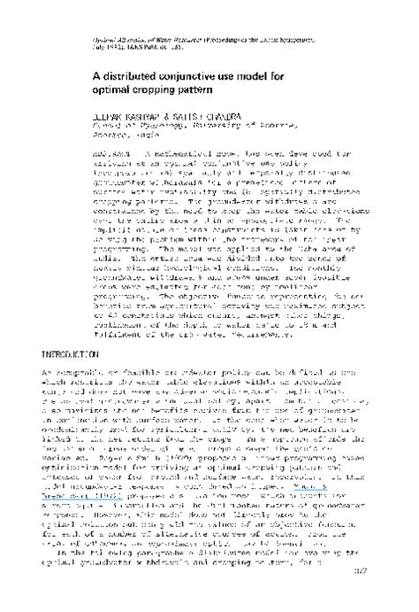 Pdf A Distributed Conjunctive Use Model For Optimal Cropping Pattern
