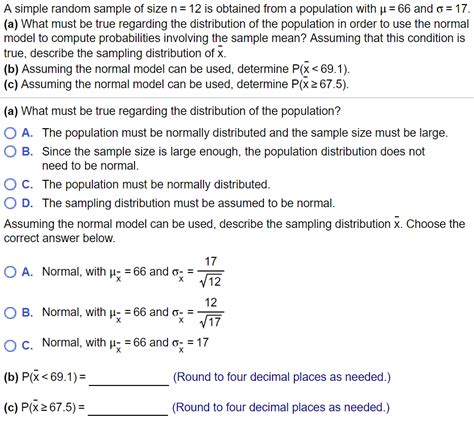Solved A Simple Random Sample Of Size N Is Obtained From Chegg